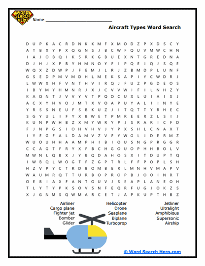 Aircraft Word Searches - Word Search Hero.com