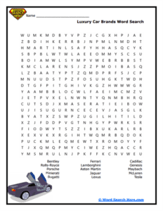 Cars Word Search Puzzles - Free Printable PDF Automotive Themes