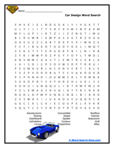 Cars Word Search Puzzles - Free Printable PDF Automotive Themes