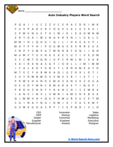 Cars Word Search Puzzles - Free Printable PDF Automotive Themes