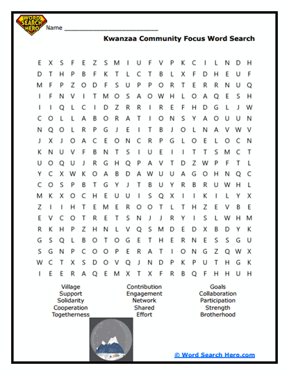 Kwanzaa Word Searches - Word Search Hero.com