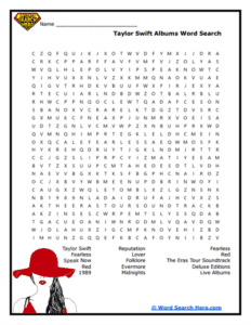 Taylor Swift Word Search Puzzles: Swiftie Printable PDF Fun