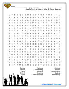 World War I Word Searches | Free WWI History PDF Worksheets
