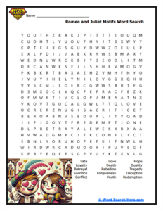 Romeo and Juliet Word Search Puzzles | Free Shakespeare Printable PDFs