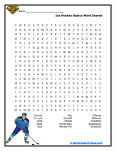 Ice Hockey Word Search - Power Play Printable PDF Puck Puzzles