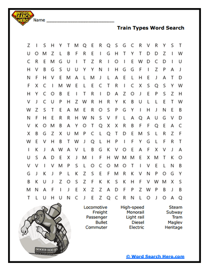 Train Word Searches
