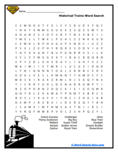 Train Word Search Collection - Free Printable PDF Locomotive Puzzles