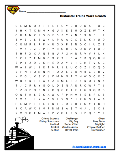 Train Word Searches