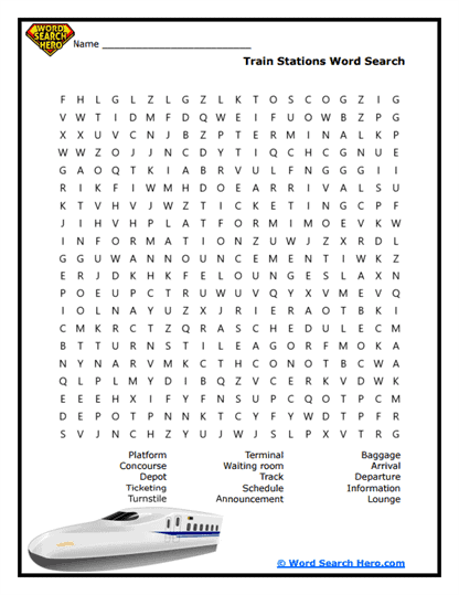Train Word Searches