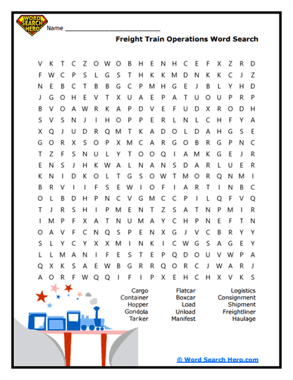 Train Word Searches