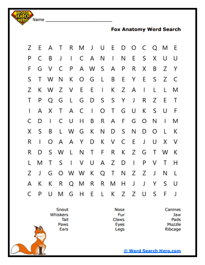 Fox Word Searches - Word Search Hero.com