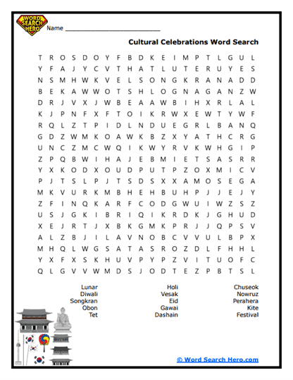 Asian Pacific Heritage Month Word Searches - Word Search Hero.com