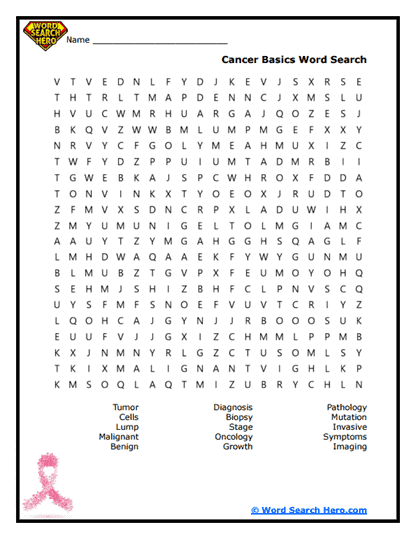 Breast Cancer Awareness Month Word Searches - Word Search Hero.com