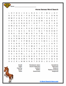 Horses Word Search Puzzles | Free Printable PDF Worksheets