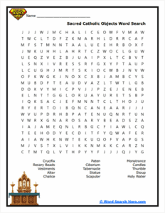 Catholicism Word Search - Sacraments & Saints Printable Puzzles
