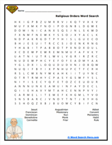 Catholicism Word Search - Sacraments & Saints Printable Puzzles