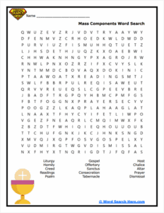 Catholicism Word Search - Sacraments & Saints Printable Puzzles