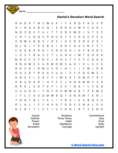 Daniel and the Lion's Den Word Searches - Word Search Hero.com