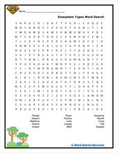 Ecosystems Word Search Printables | Ecology PDFs | Word Search Hero