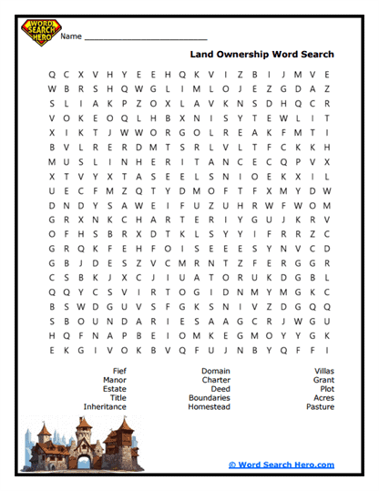 Feudalism Word Searches - Word Search Hero.com