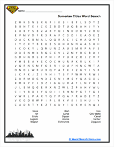 Sumerian Civilization Word Searches | Ancient Mesopotamia PDFs