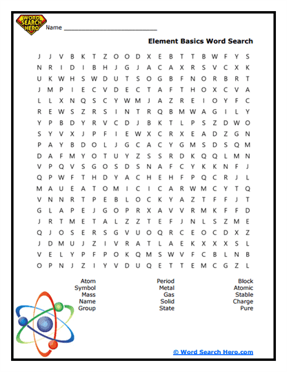 Chemistry Word Searches - Word Search Hero.com