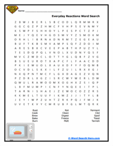 Chemical Reactions Word Search Printables | PDF Puzzles | Word Search Hero