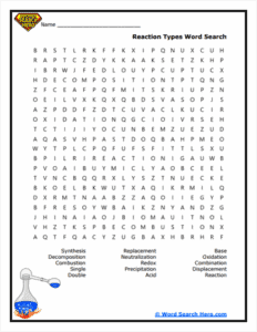 Chemical Reactions Word Search Printables | PDF Puzzles | Word Search Hero