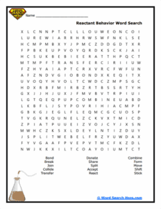 Chemical Reactions Word Search Printables | PDF Puzzles | Word Search Hero