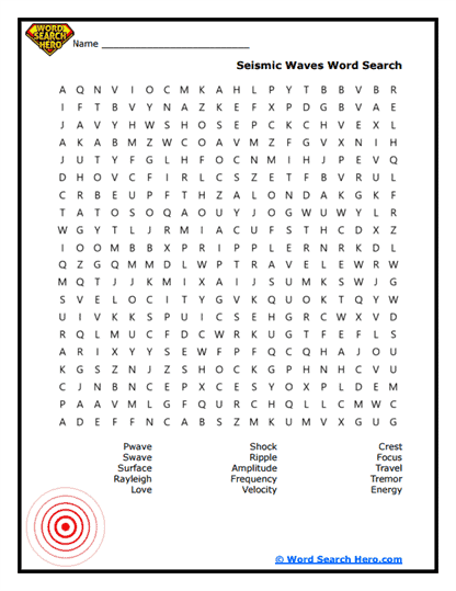 Earthquakes and Tsunamis Word Searches - Word Search Hero.com