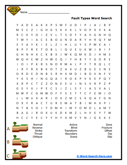 Earthquakes and Tsunamis Word Searches - Word Search Hero.com