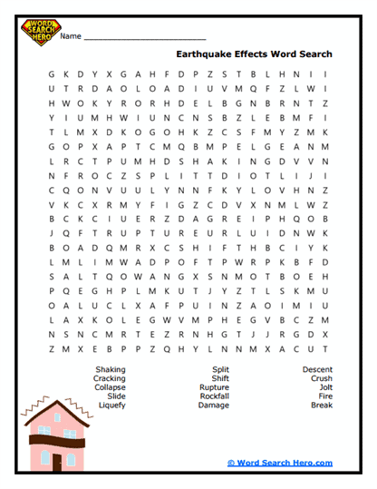 Earthquakes and Tsunamis Word Searches - Word Search Hero.com