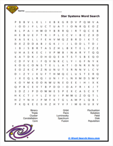 Outer Space Word Search Printables | Cosmic PDF Puzzles | Word Search Hero