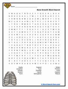 Skeletal System Word Search Printables | Bone Anatomy PDFs | Word ...