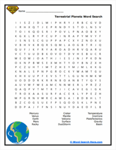 Solar System Word Search Printables | Planet PDFs | Word Search Hero