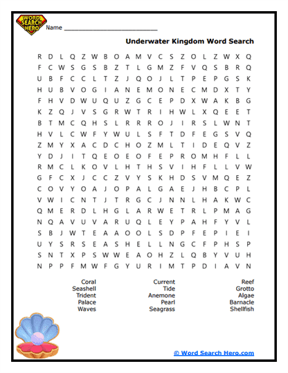 The Little Mermaid Word Searches | Ariel - Word Search Hero.com