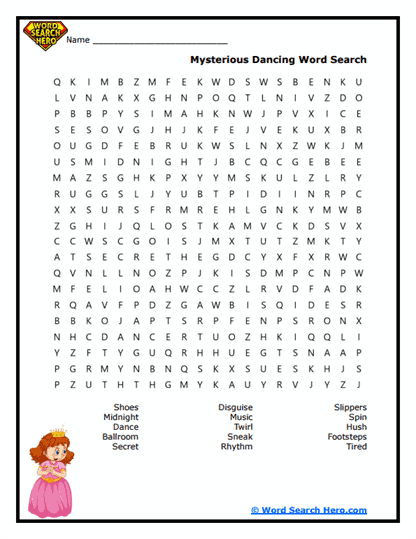 The Twelve Dancing Princesses Word Searches - Word Search Hero.com